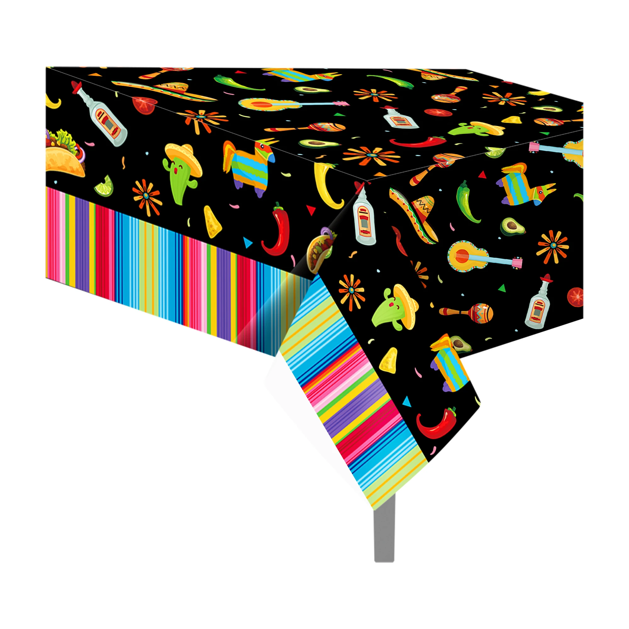 Huancai Mexican Fiesta Party Table Cloth Taco Cactus Disposable Table ...
