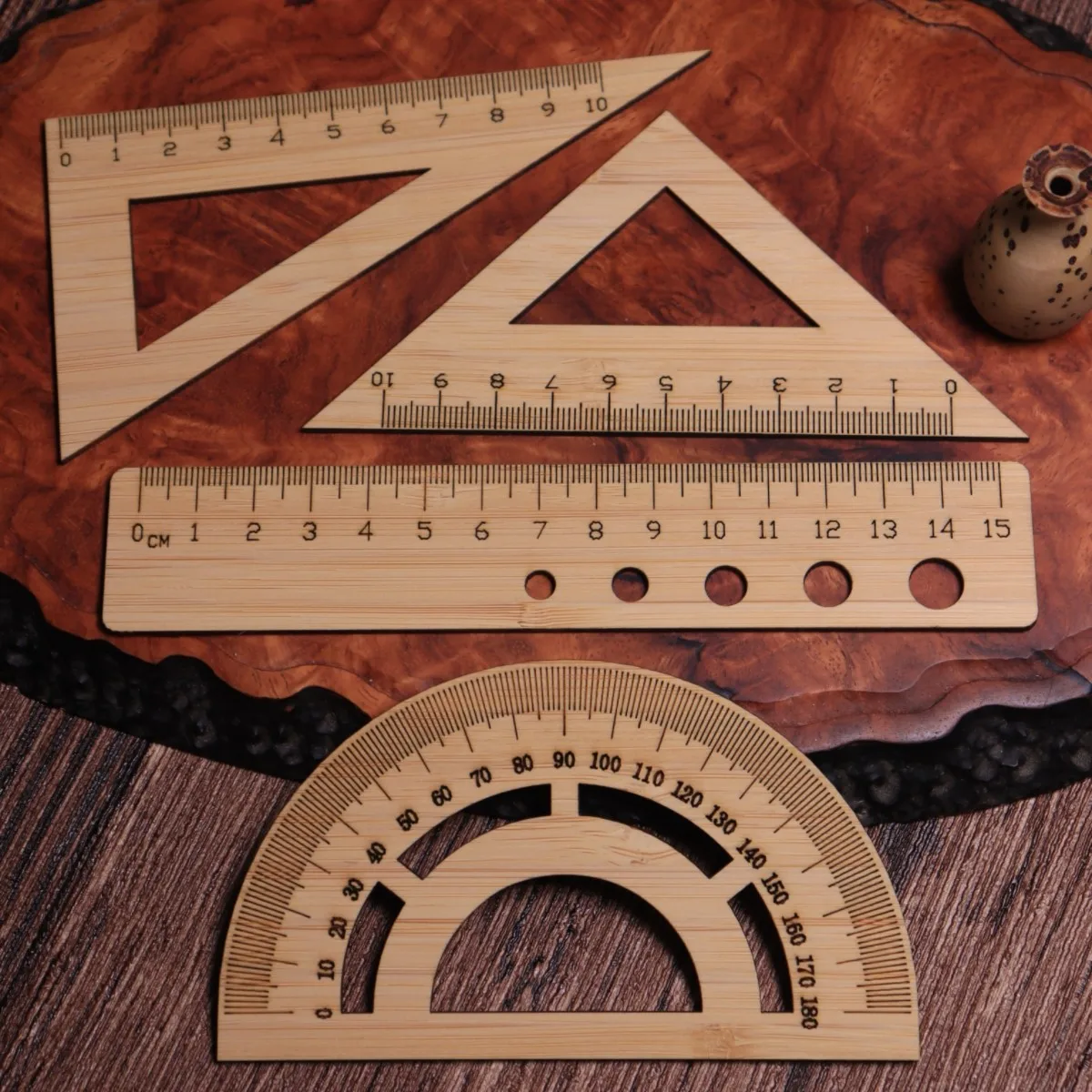 Bamboo Wood Student Working Ruler Set Can Carve Logo Can Be Used As ...