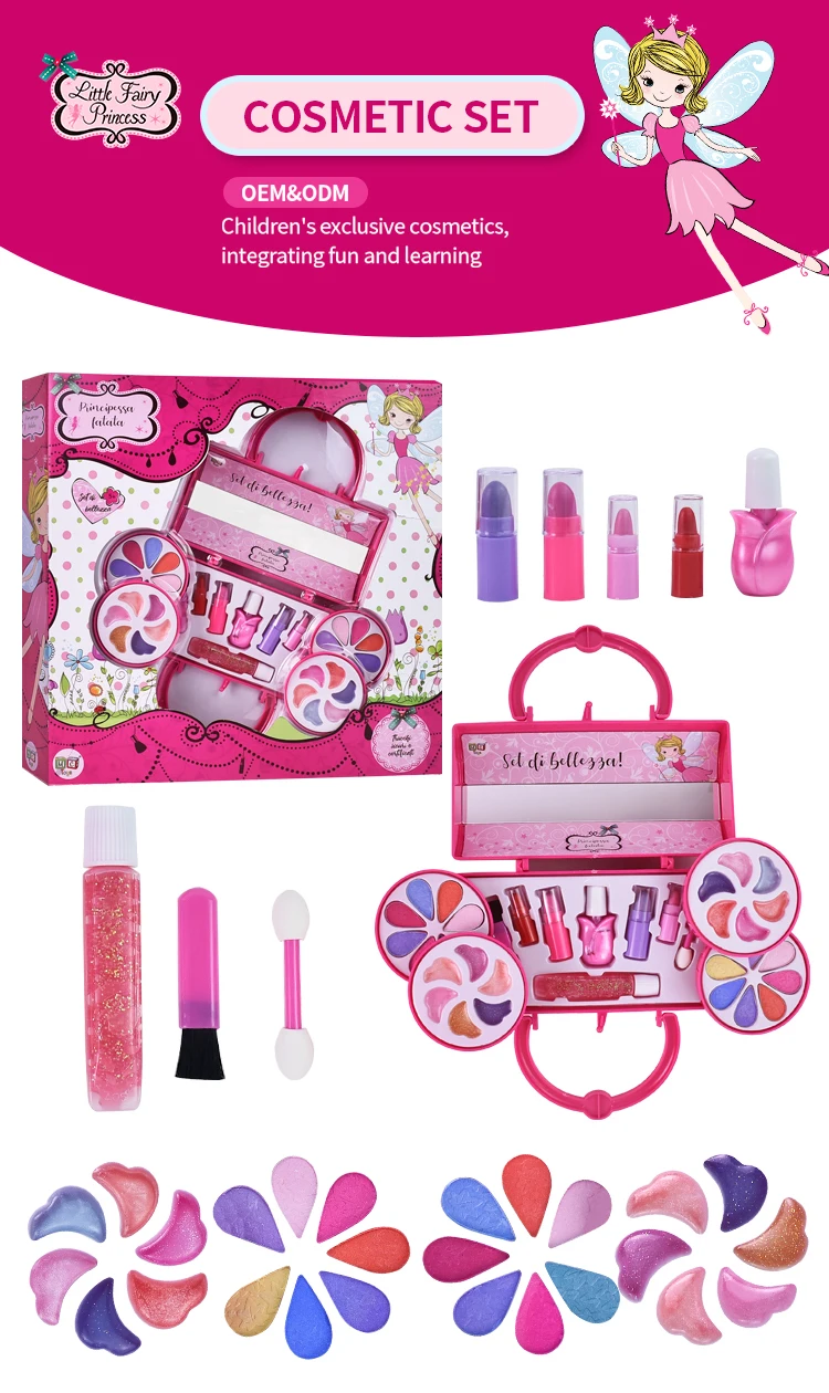 Akiaco Safe Non-toxic Real Cosmetic Makeup Toy Kit Washable Fashion ...