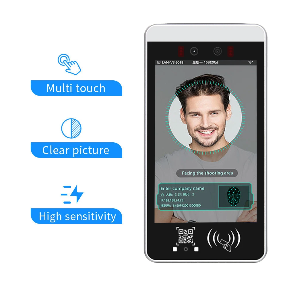 8 Inch Face ID Access Control Temperature Face Recognition System Time ...