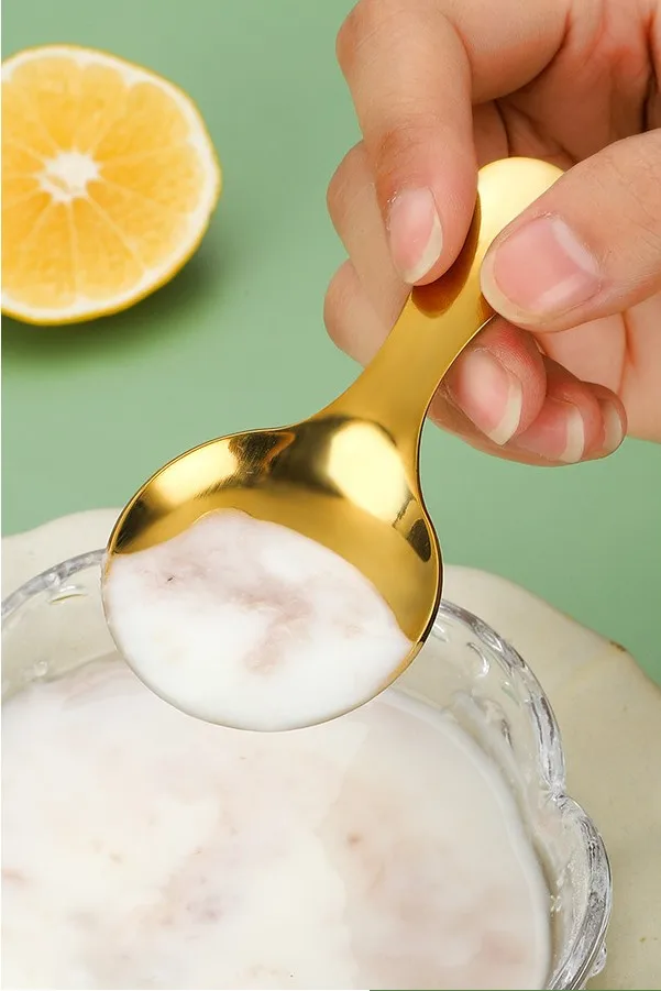 Golden Stainless Steel Short Handle Spoons Soup Condiments Spoon ...