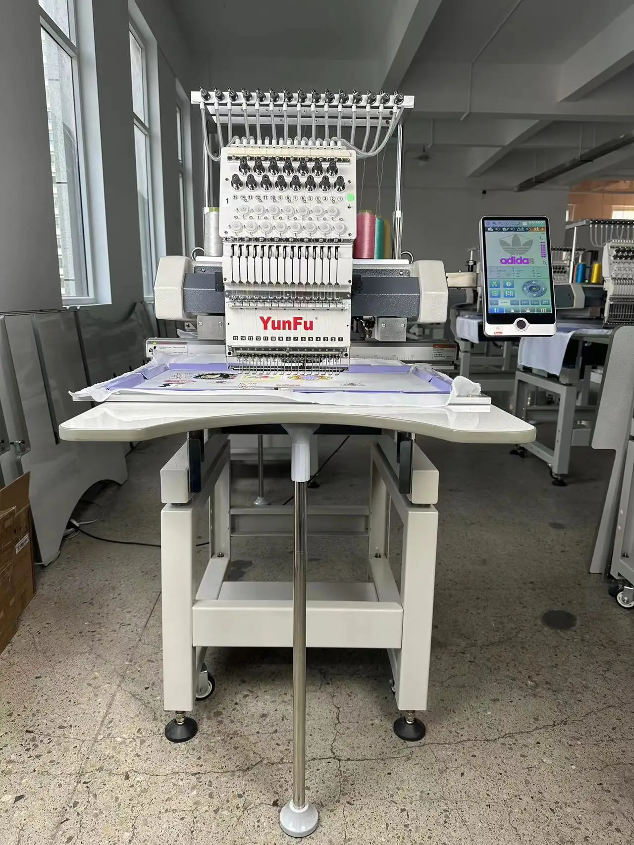 YUNFU A15 Embroidery Machine Single Head 12/15 Needles Cap Tshirt Flat ...