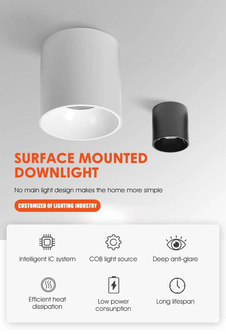 High Performance Aluminum Ceiling Lamp Surface Mounted Smd Cob Led Down ...