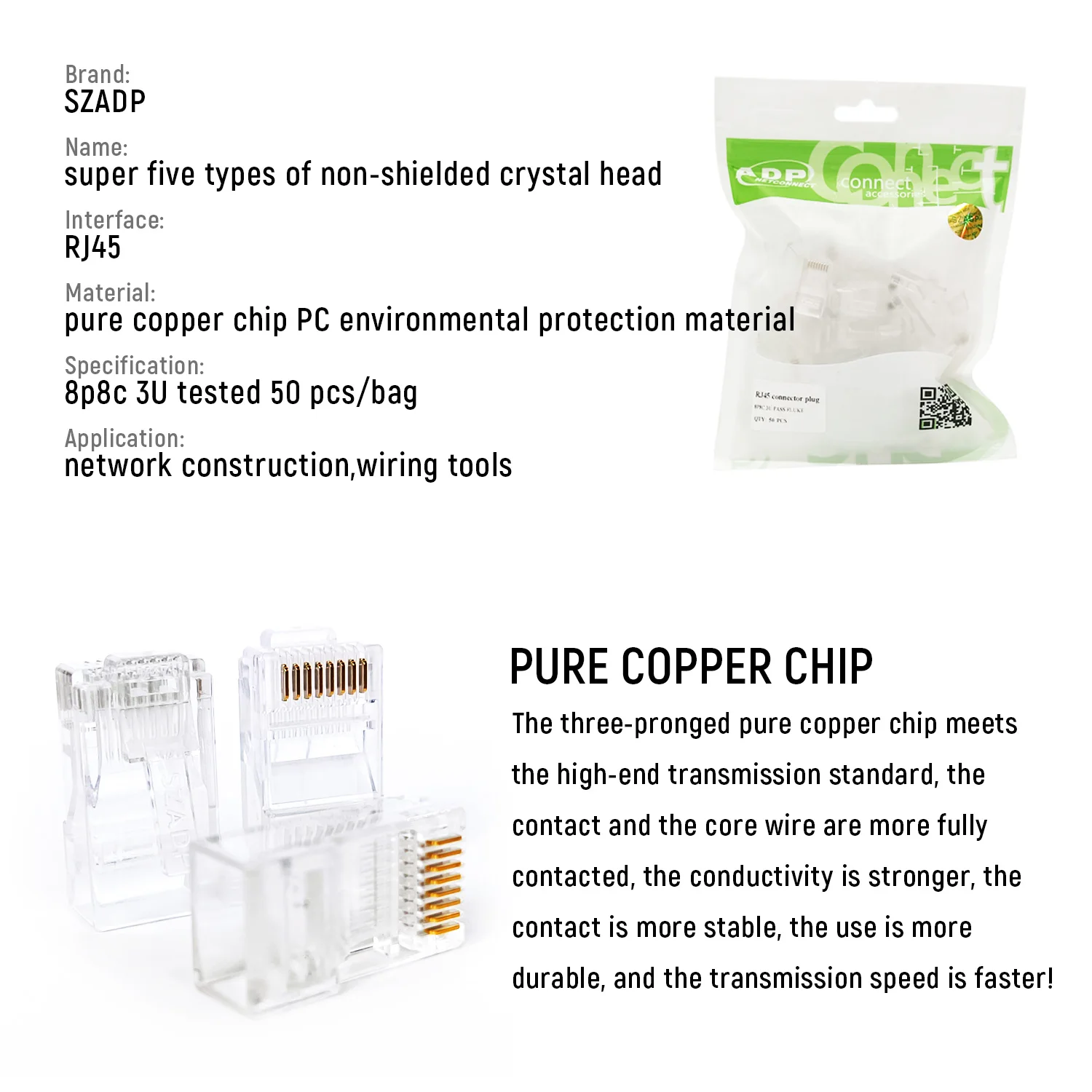 Rj45 Cat6 Connector 8 Pin Rj45 Utp Connector Rj45 For Cat6 Cable 8 Pin ...