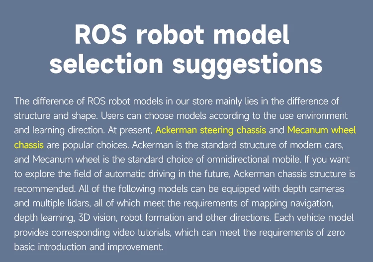 ROS Robot Kit - AI Smart Vision Robot Car with Lidar