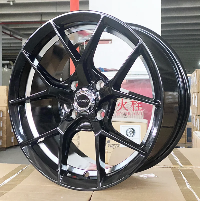 Kipardo 15 Inch Alloy Wheels - Red Lip, Black Finish