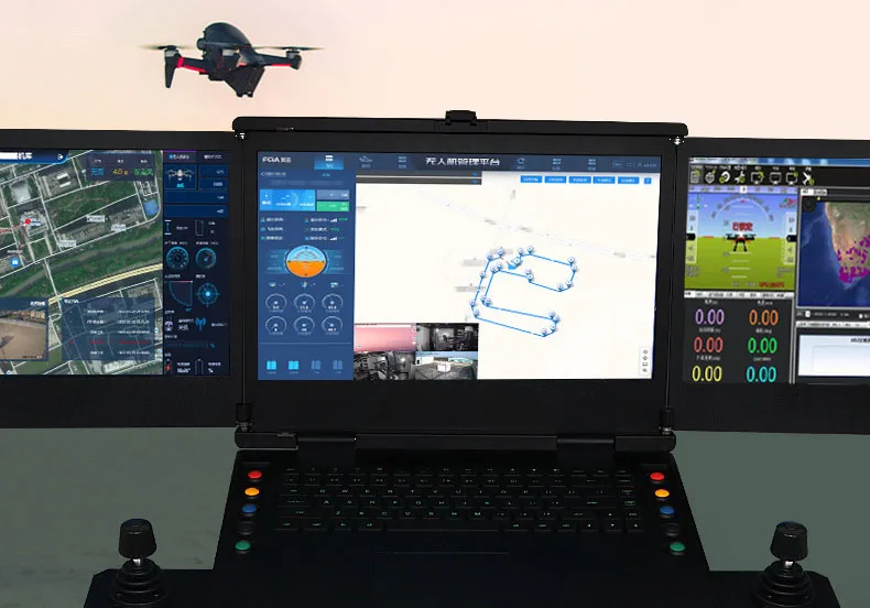 Uav Ground Control Station Three-screen Ground Station 15km 5g 16g Core ...