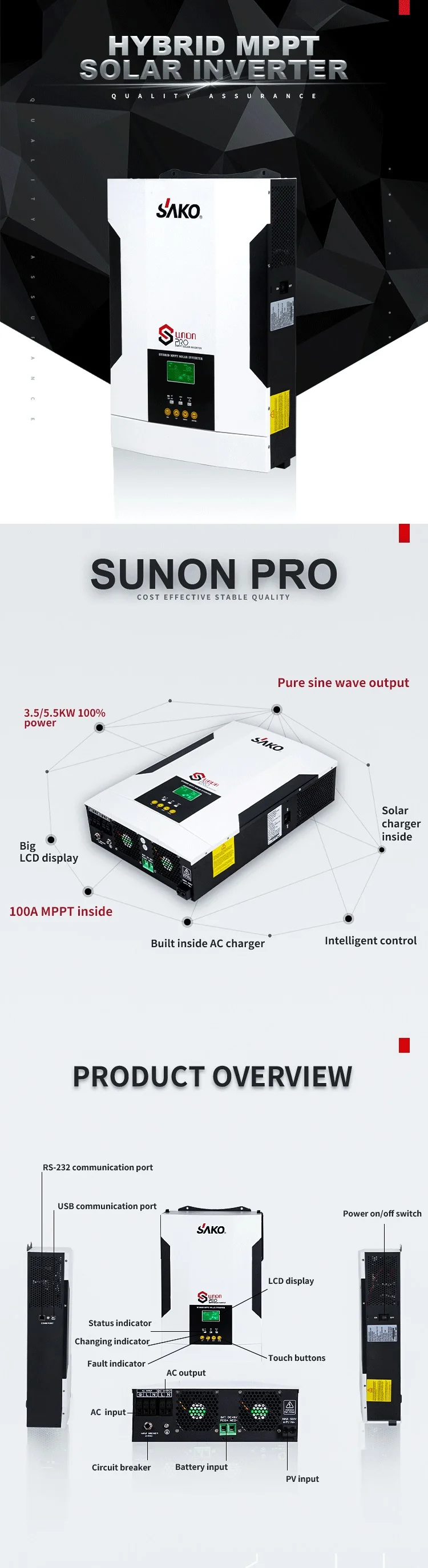 Sako Sunon Pro 3.5KW MPPT Power Charger Controller