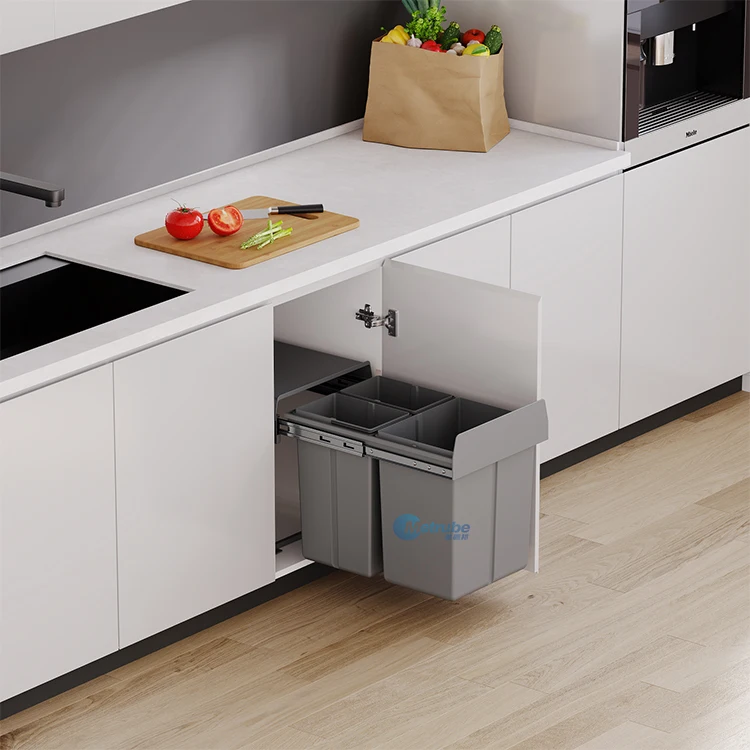 3 Compartments Kitchen Cabinet Trash Bin - Buy Kitchen Cabinet Trash ...