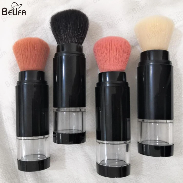 High Quality Vegan Synthetic Hair Fluffy Retractable Refillable Makeup ...