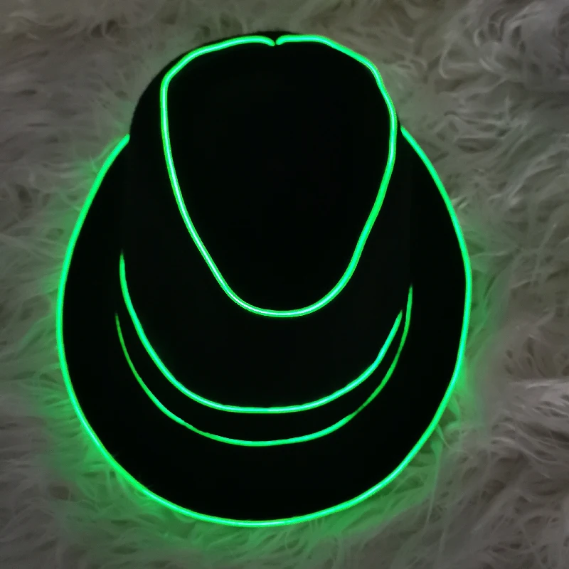 Rave Wear Wire Fedora Hat Flex Fit Electric Hat Adult Luminous ...