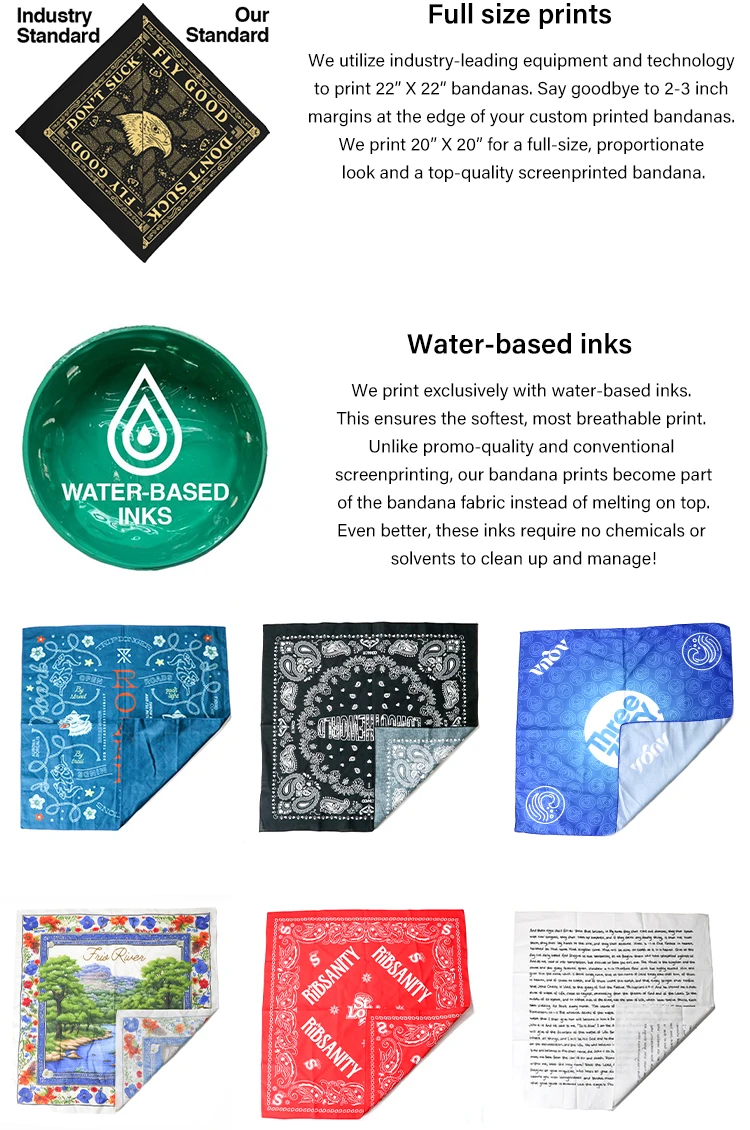 Customized Factory Double Print Bandana Custom Logo Fans