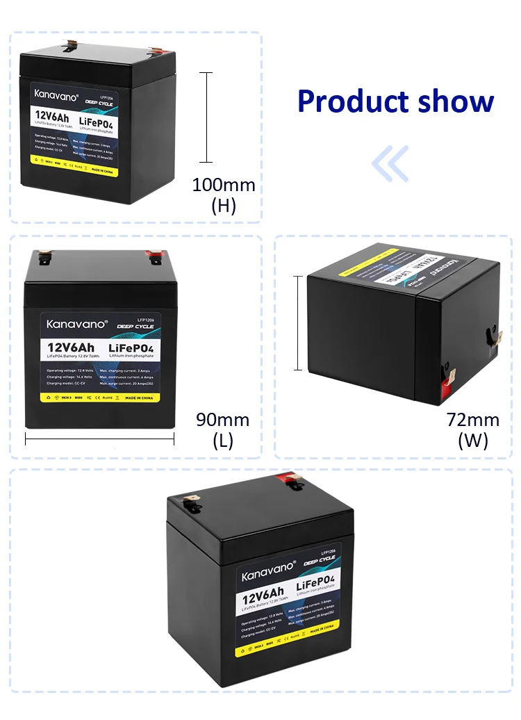 12v 6ah Lifepo4 Accumulator Battery Free Maintenance Lithium Ion ...