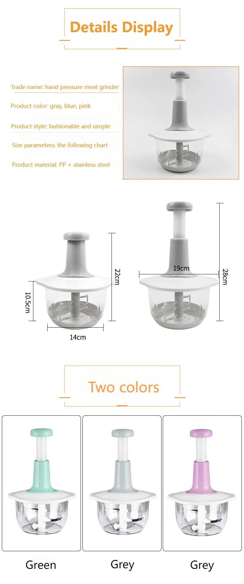 Hand Press Meet Fruits Vegetables Slicer Chopper Garlic Onions Pepper ...