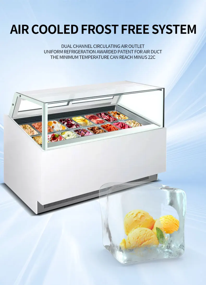 Luxury Ice Cream Display Freezer Commercial Snack Gelato Display ...