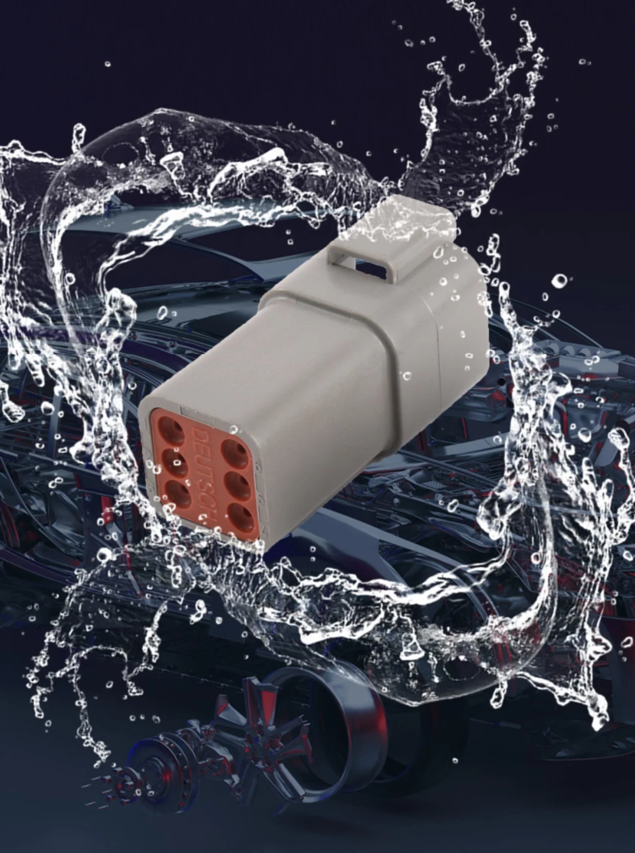 DT06-6S Gray Connector Sheath for Waterproof Electrical Wire Connector ...