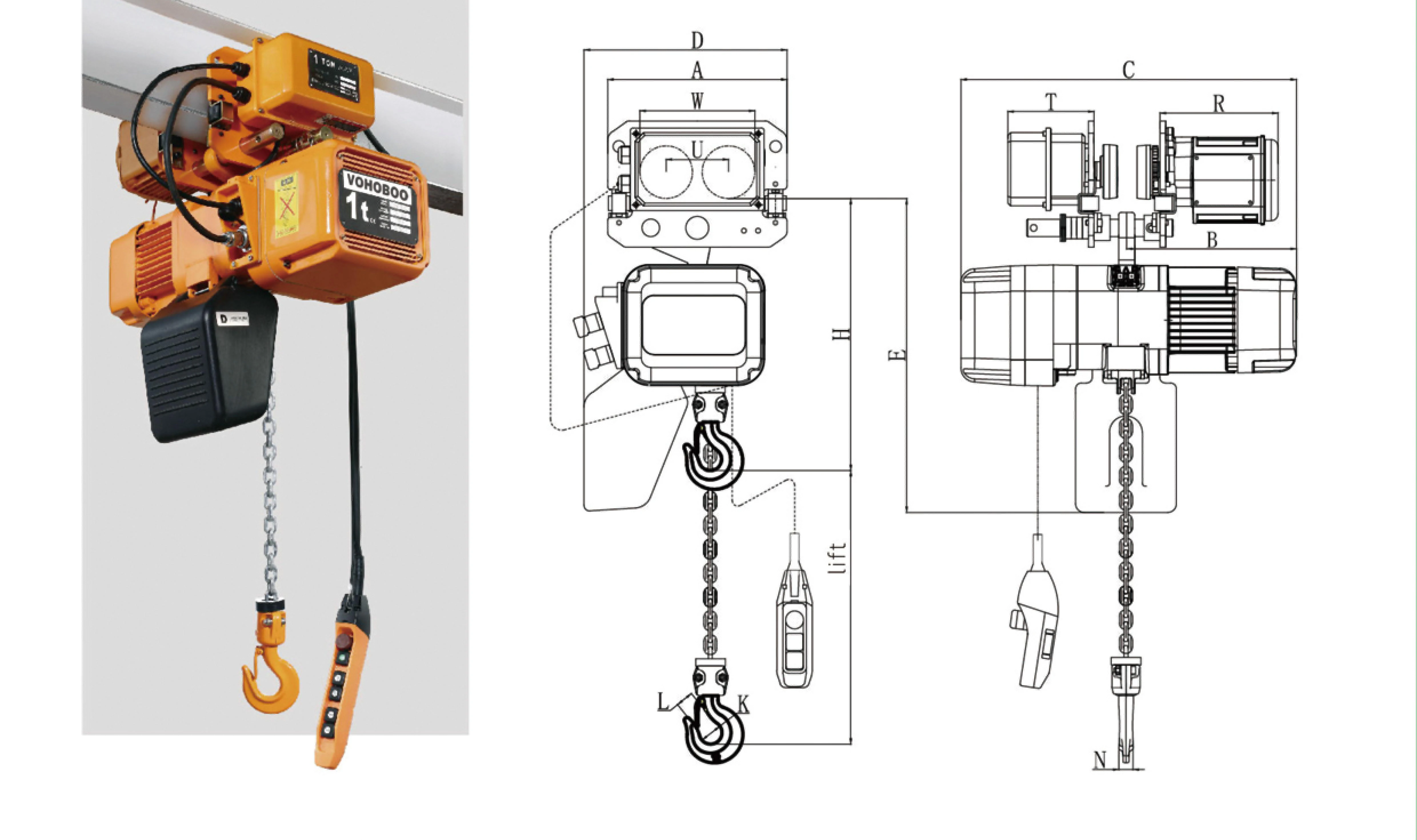 Wholesale Cheap Er Type Electric Chain Hoist 1ton Electric Endless ...