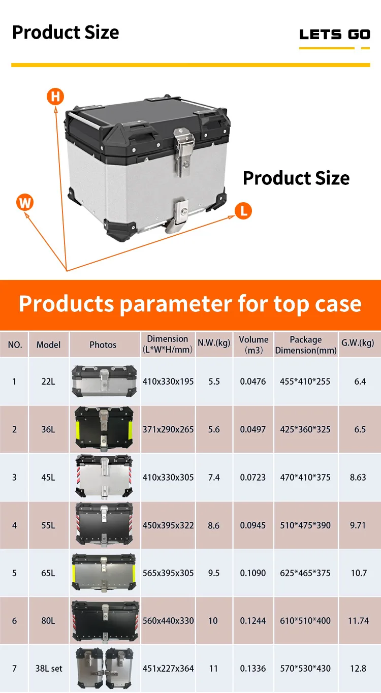 55L Motorcycle Tail Box - Durable Aluminum Storage Solution