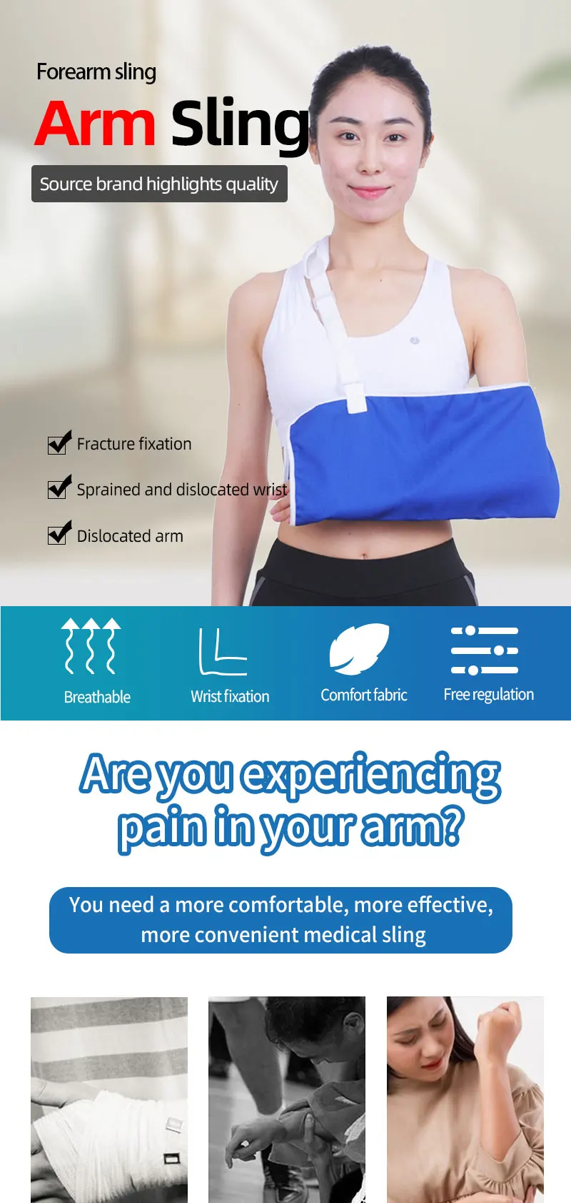 Medical Arm Shoulder Sling Broken Fractured Arms Strap Injury Sprain ...