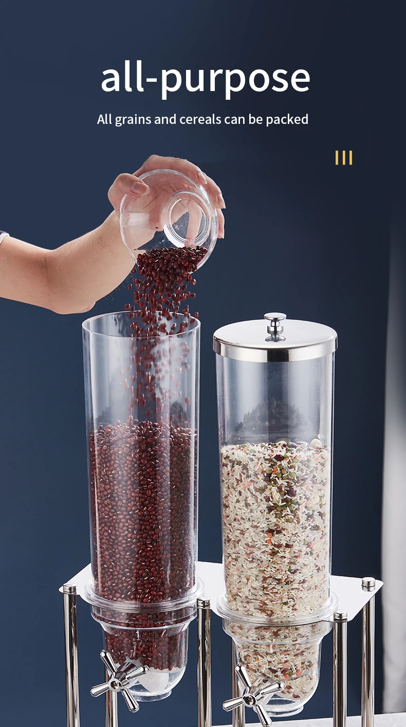 Dry Bulk Food Coffee Beans Rice Cereal Dispenser Stainless Steel Wood ...