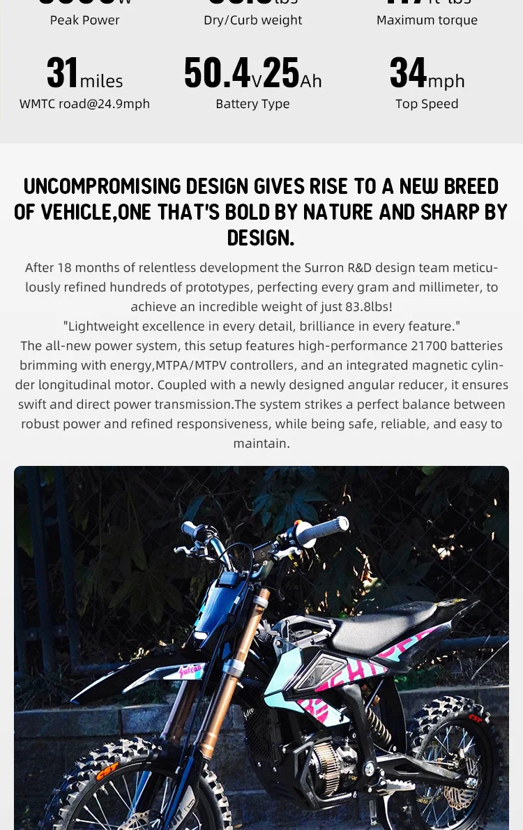 Sur Ron Hyperbee Electric Motorcycle 5000W Power and Smart Recovery for ...