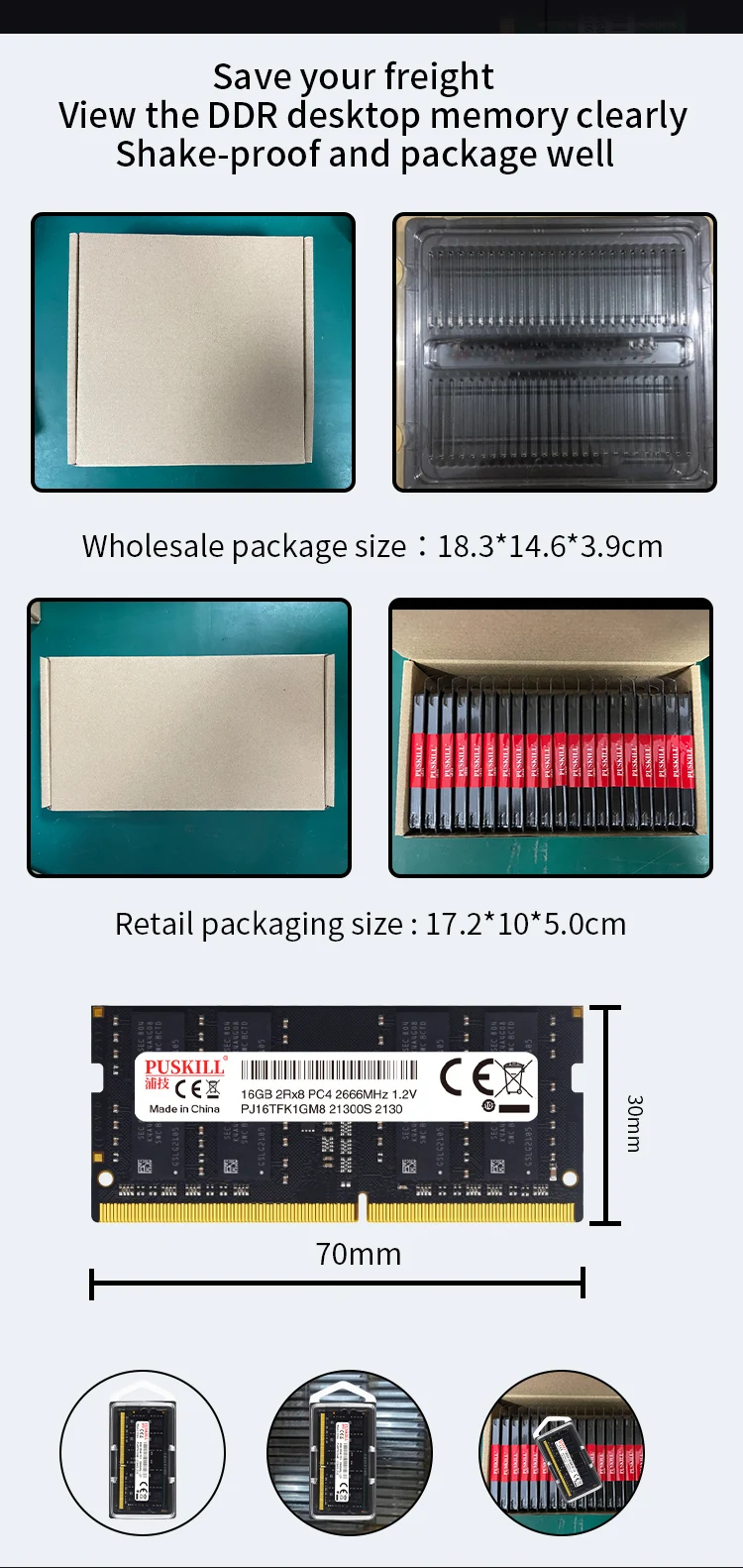 Most Popular Ram Memory DDR3 DDR4 DDR5 Memoria 1600MHz 3200MHz 6800MHz 1.1V/1.2V/1.5V for Mini ...