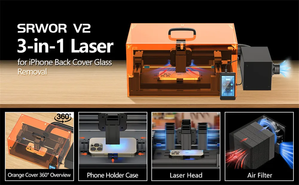 SRWOR V2 - Efficient Back Glass Removal Machine for Iphone