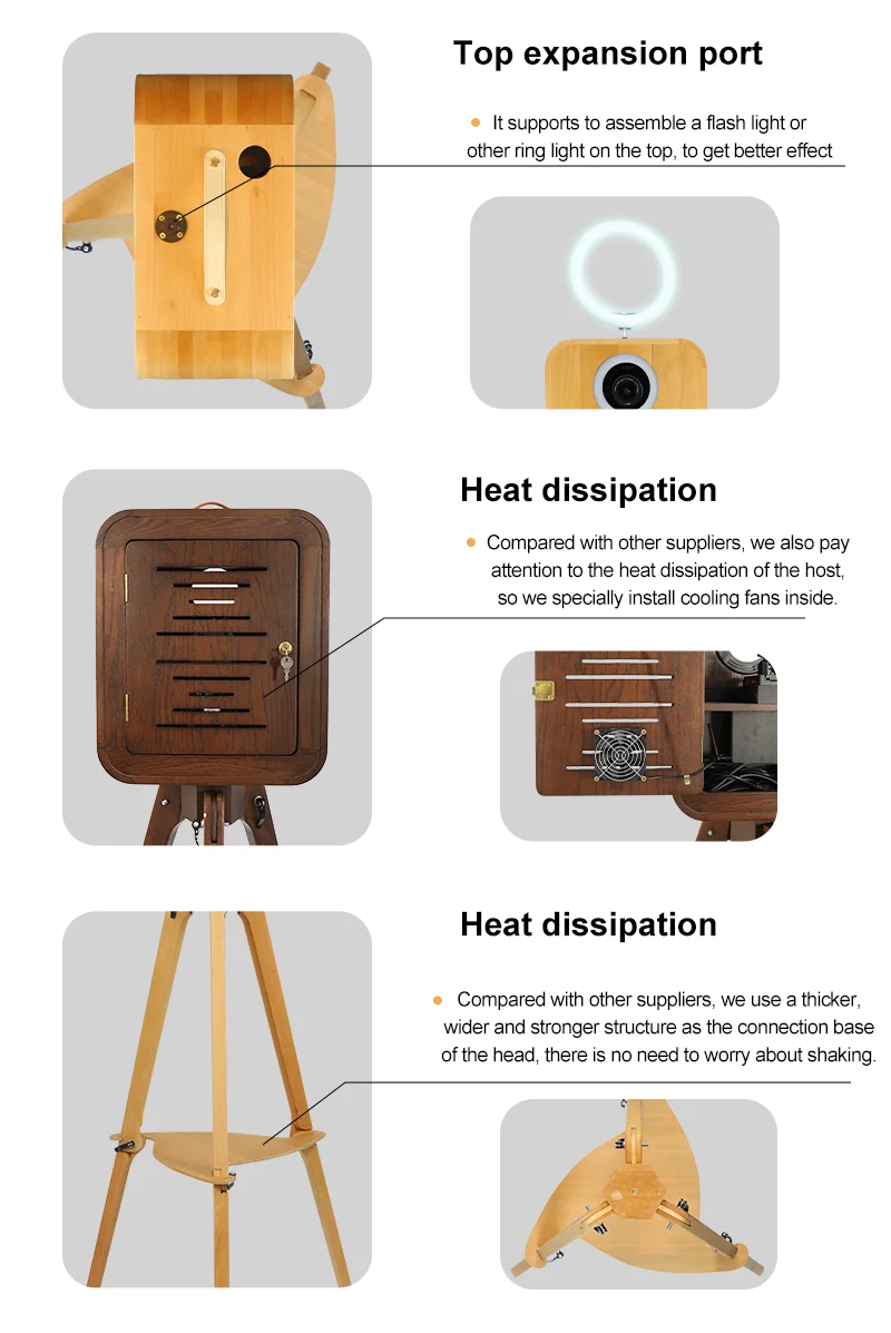 Red Oak Retro Photo Booth Kiosk for DSLR & Printer Stand, Portable ...