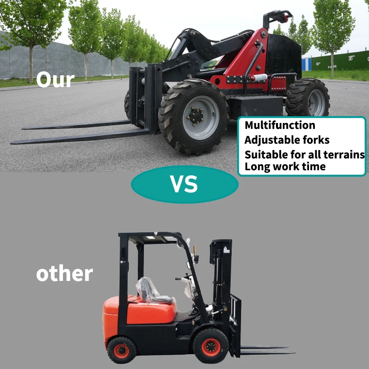 1 Ton Mini All Terrain Forklift 4x4 Electric Forklift Lithium Battery ...