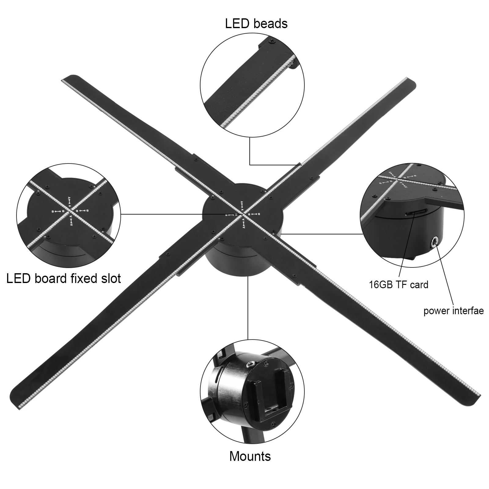 3d Hologram Fan Spinning Hologram 4 Blades 3d Hologram Display Showcase ...