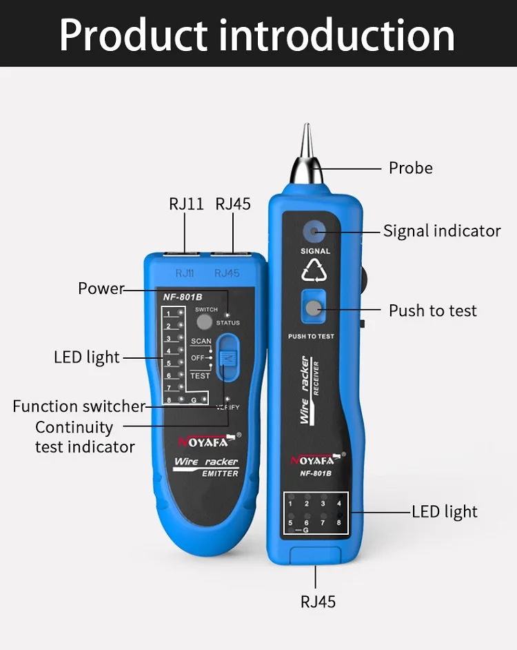 Network Tester Utp Cable Locator Rj45 Rj11 Lan Wire Tracker Nf-801r Nf ...