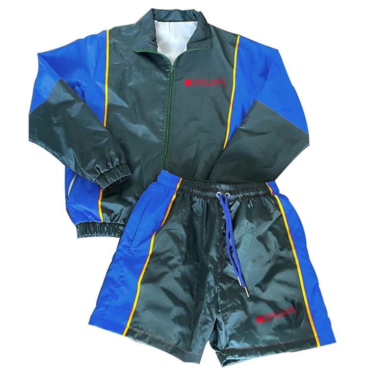 Custom Two Piece Windbreaker Short Jacket Set - Patchwork