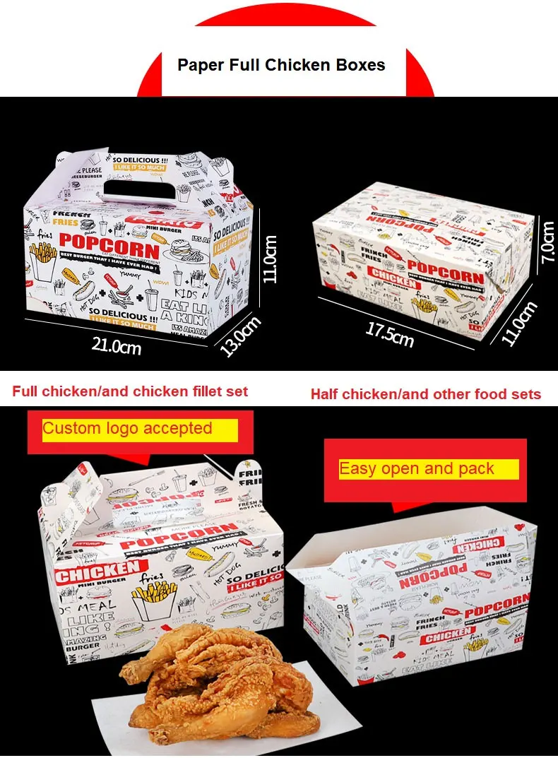 Hot Sale Disposable Fast Food Fried Chicken Packaging Box Custom Food ...