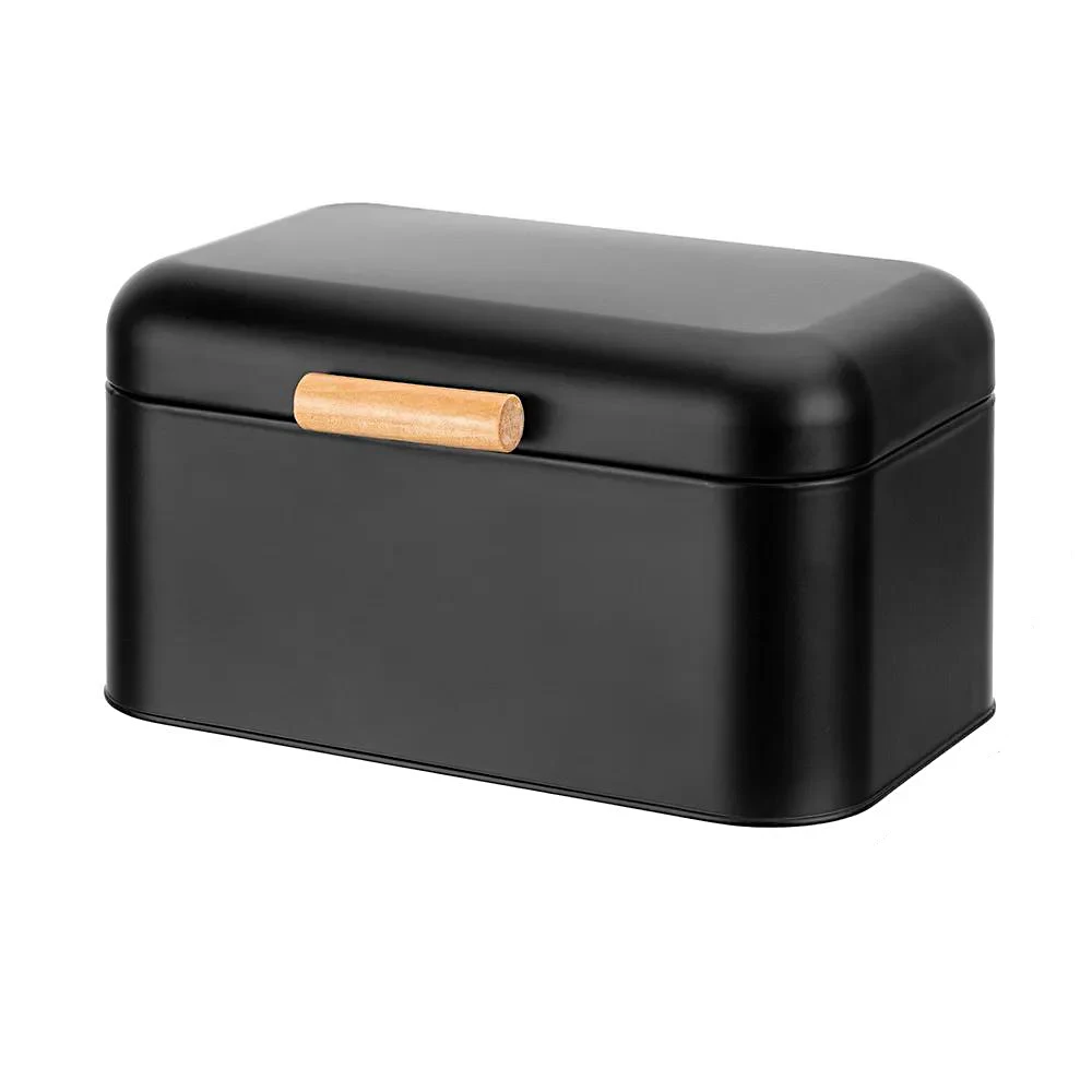 Black Color Kitchen Bread Box Metal Food Storage Container Metal Bread ...