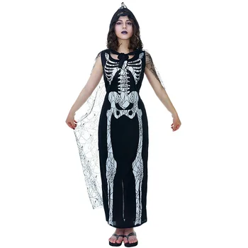 Halloween Costume Stage Performance Skeleton Lady Cosplay Fancy Dress ...