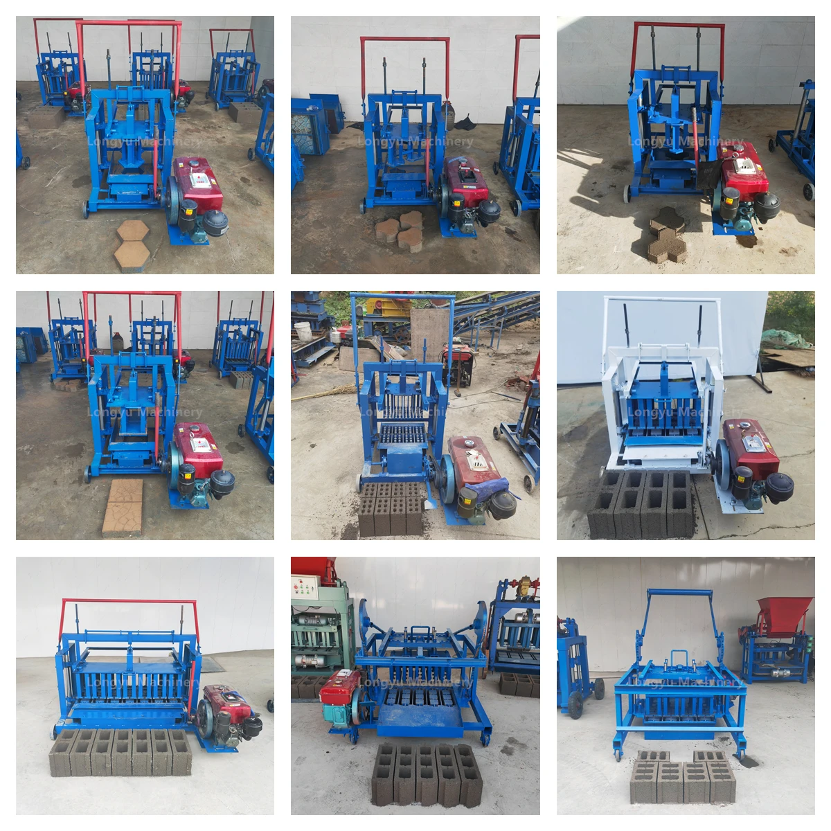 2-45 Small Diesel Engine Movable Concrete Block Machine Egg Laying ...