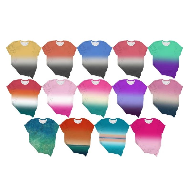 Evprint 2024 New Wholesale Customized Logo Diy Gradient Colorful Tee ...