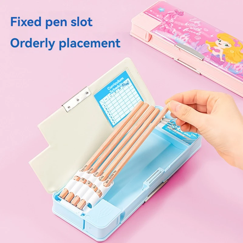 Deli BC280 Pink Cartoon Pencil Case - Large Capacity & Cute