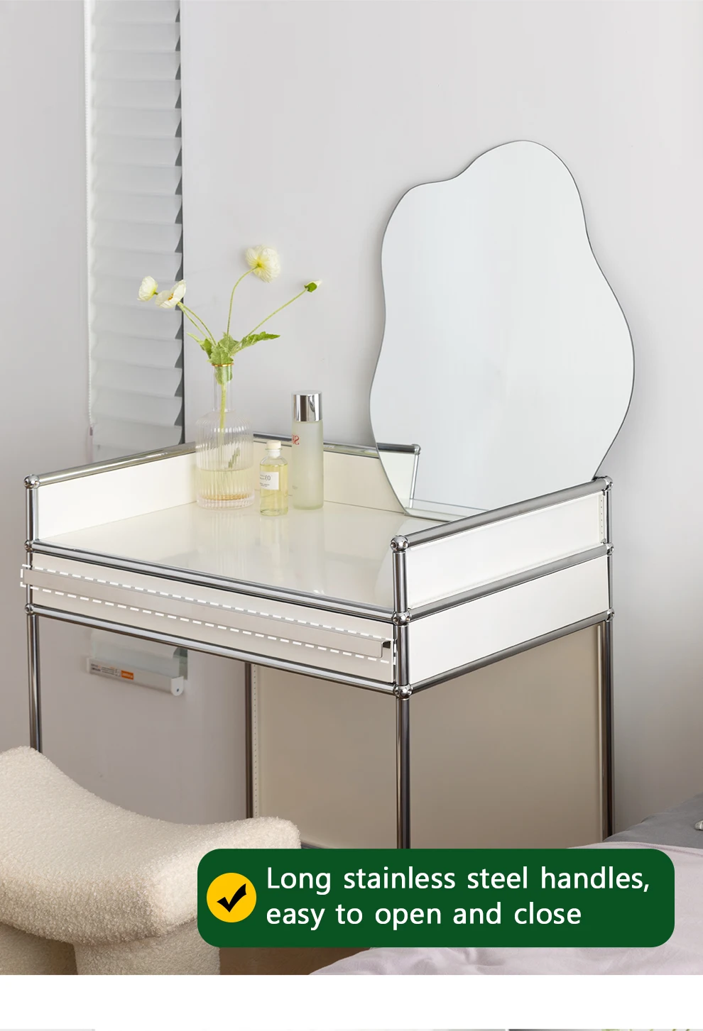 Nordic Stainless Steel Dressing Table, Small Apartment, High Value ...