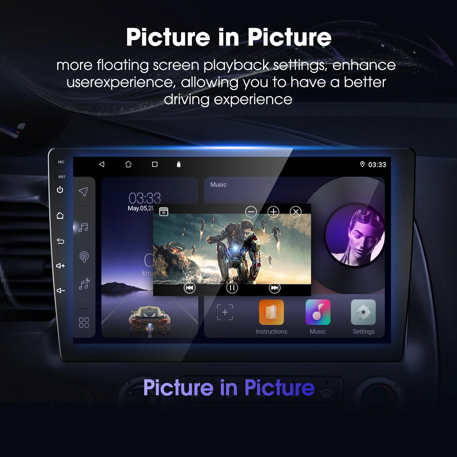 9 Inch Touch Screen - Universal Car Stereo with Carplay