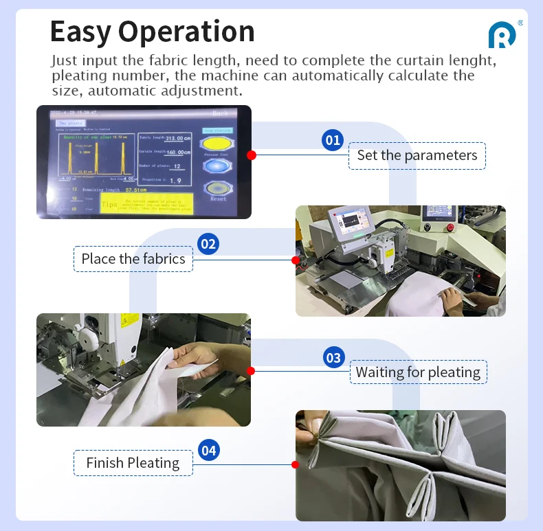 Ridong Pleated Spacing10-28cm Automatic Curtains Fabric Pleating Sewing ...