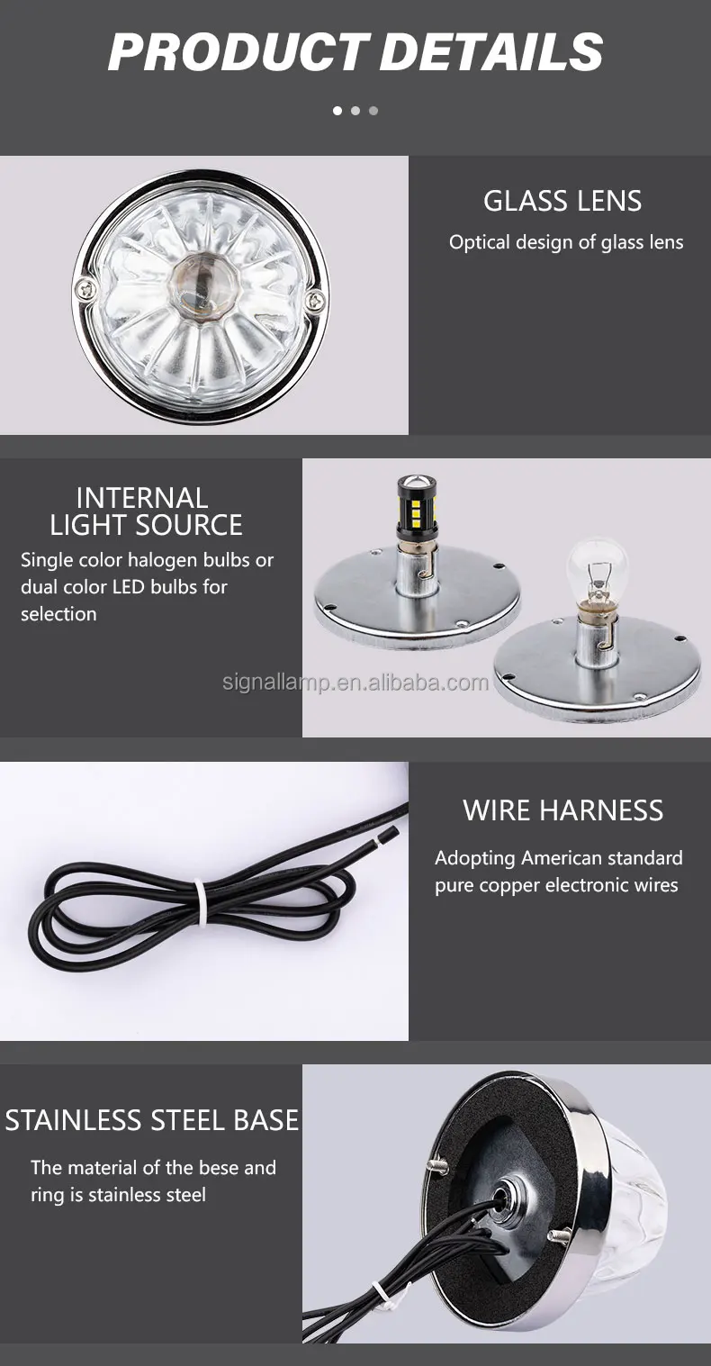 New 12v Truck Halogen Bulb Light Glass Watermelon Lights Side Marker ...