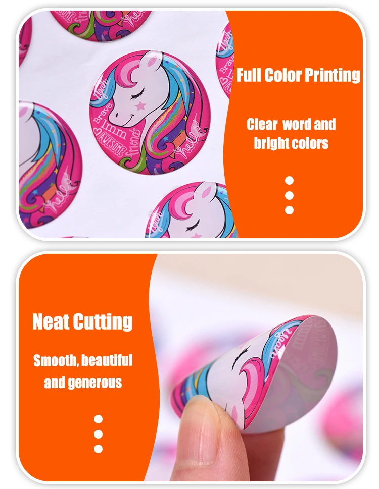 Custom Adhesive Business Logo Printing Round Resin Sticker Crystal Dome ...