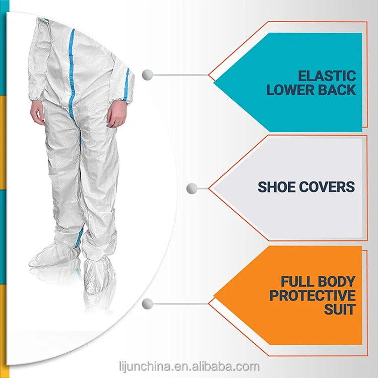 Ppe 55gsm Cleanroom Nonwoven Disable Coverall Bound Microporus ...