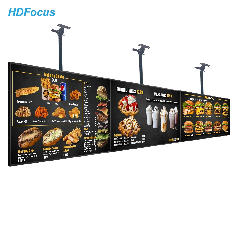 Hanging Wall Mounted Hd Screen Digital Signage Menu Board Lcd ...