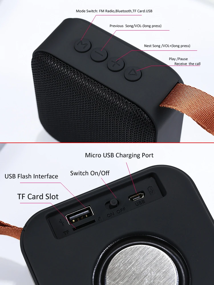 Waterproof Mini Portable 3W Wireless BT Speaker for Mobile & Computer