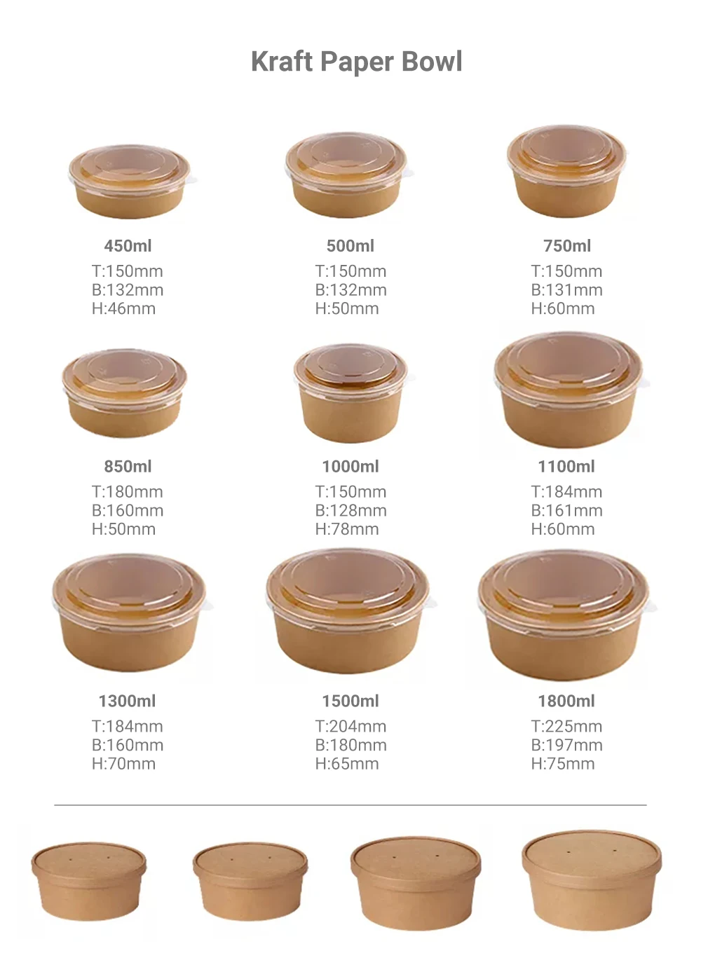 Eco-friendly Compartment Divider Kraft Paper Salad Bowl