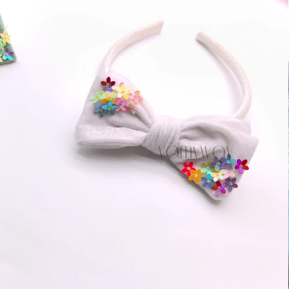 Spring and Summer Sequin Beaded Bow Headband Pastel Color Spring Color ...