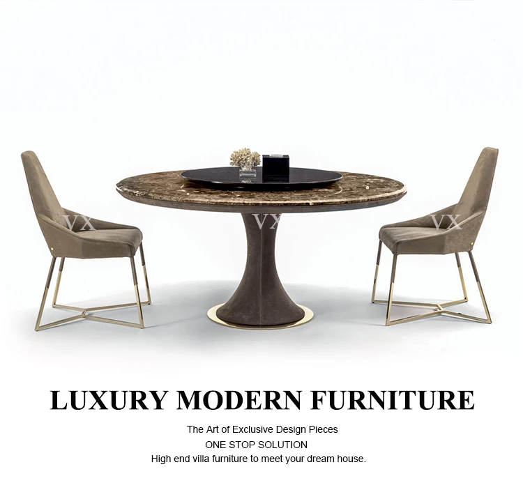 Italian Luxury Marble Table With Lazy Susan Modern Round Rotating ...