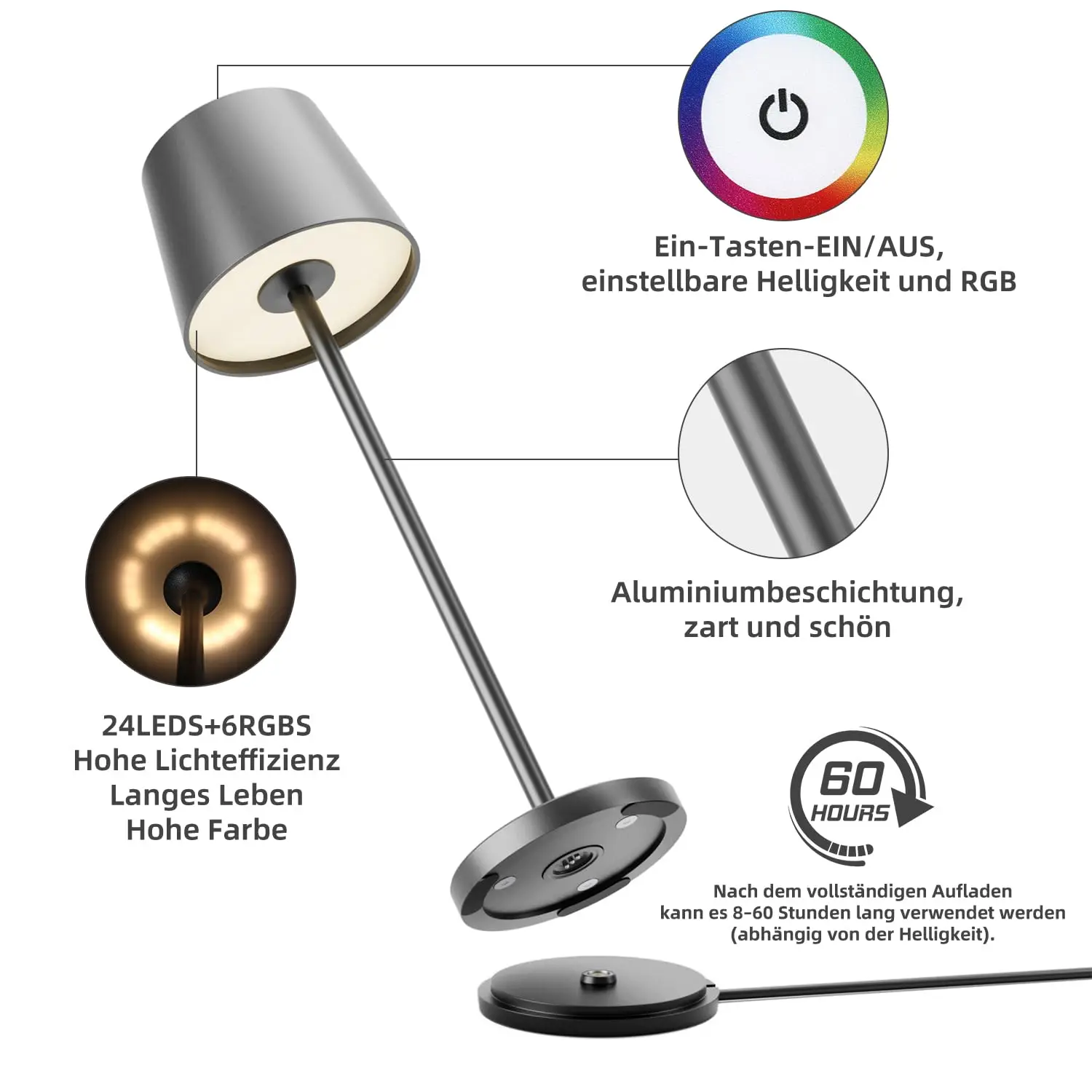 Modern Creative Style Round Led Table Lamp Battery Operated 3 Color ...